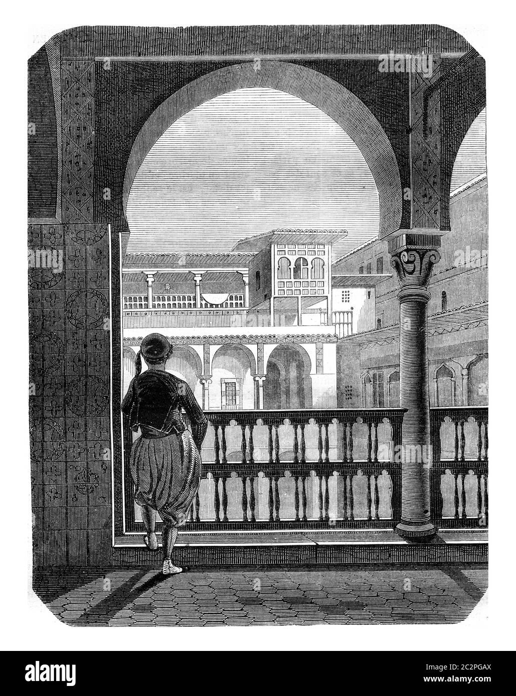 Vue intérieure de la Casbah à Alger, vue de la galerie et était le ...