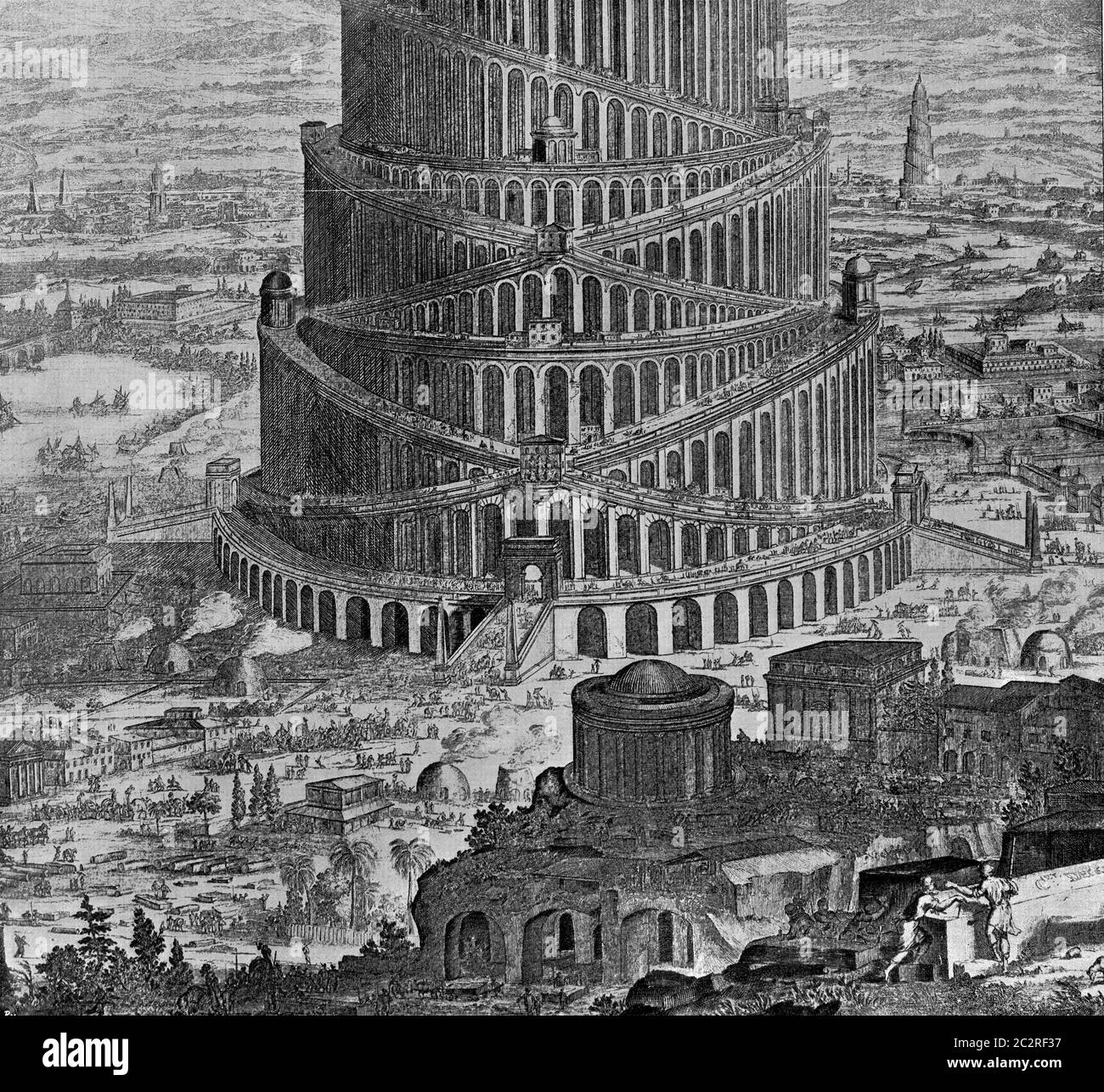La construction de la tour de babel Banque d'images noir et blanc - Alamy