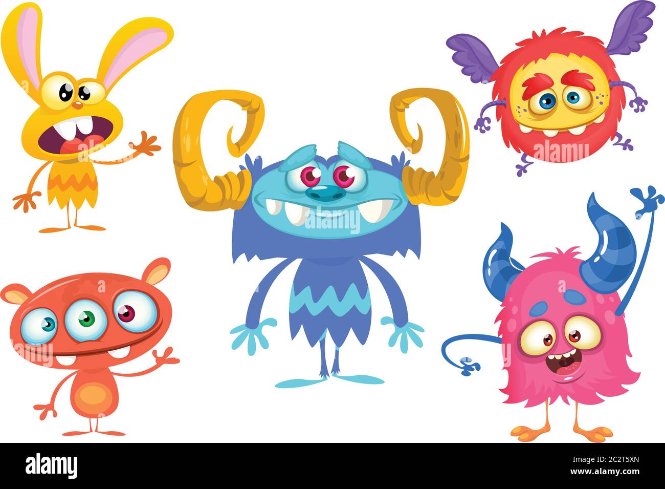 Monsters mignon de dessin animé. Ensemble de monstres de dessin animé ...