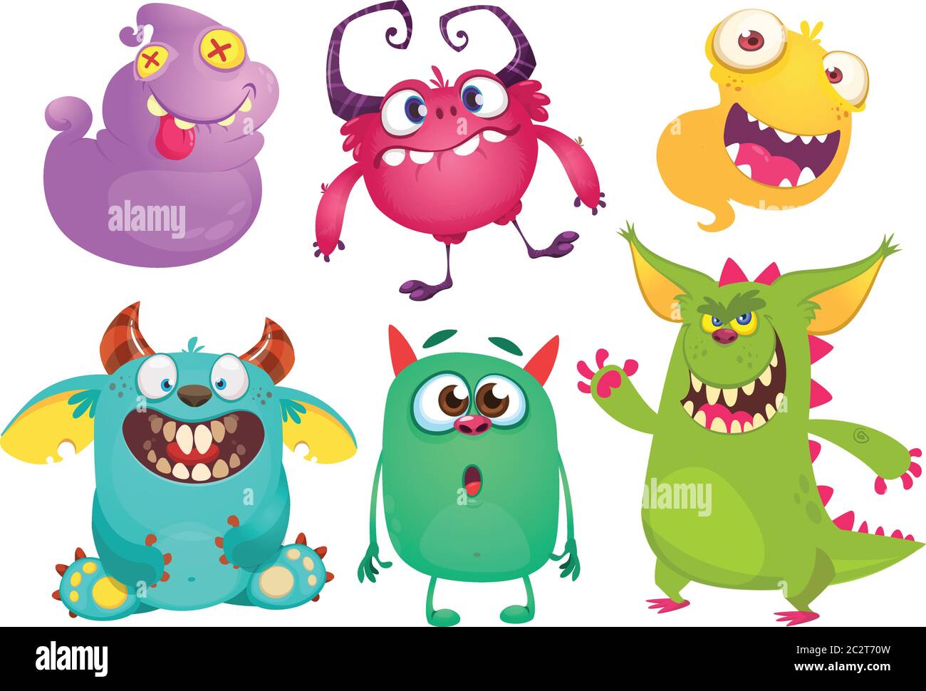 Monsters mignon de dessin animé. Ensemble de monstres de dessin animé ...