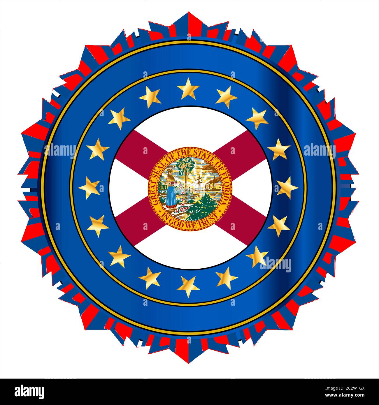 Drapeau de l'état de Floride avec une étoile et la frontière bleue ...