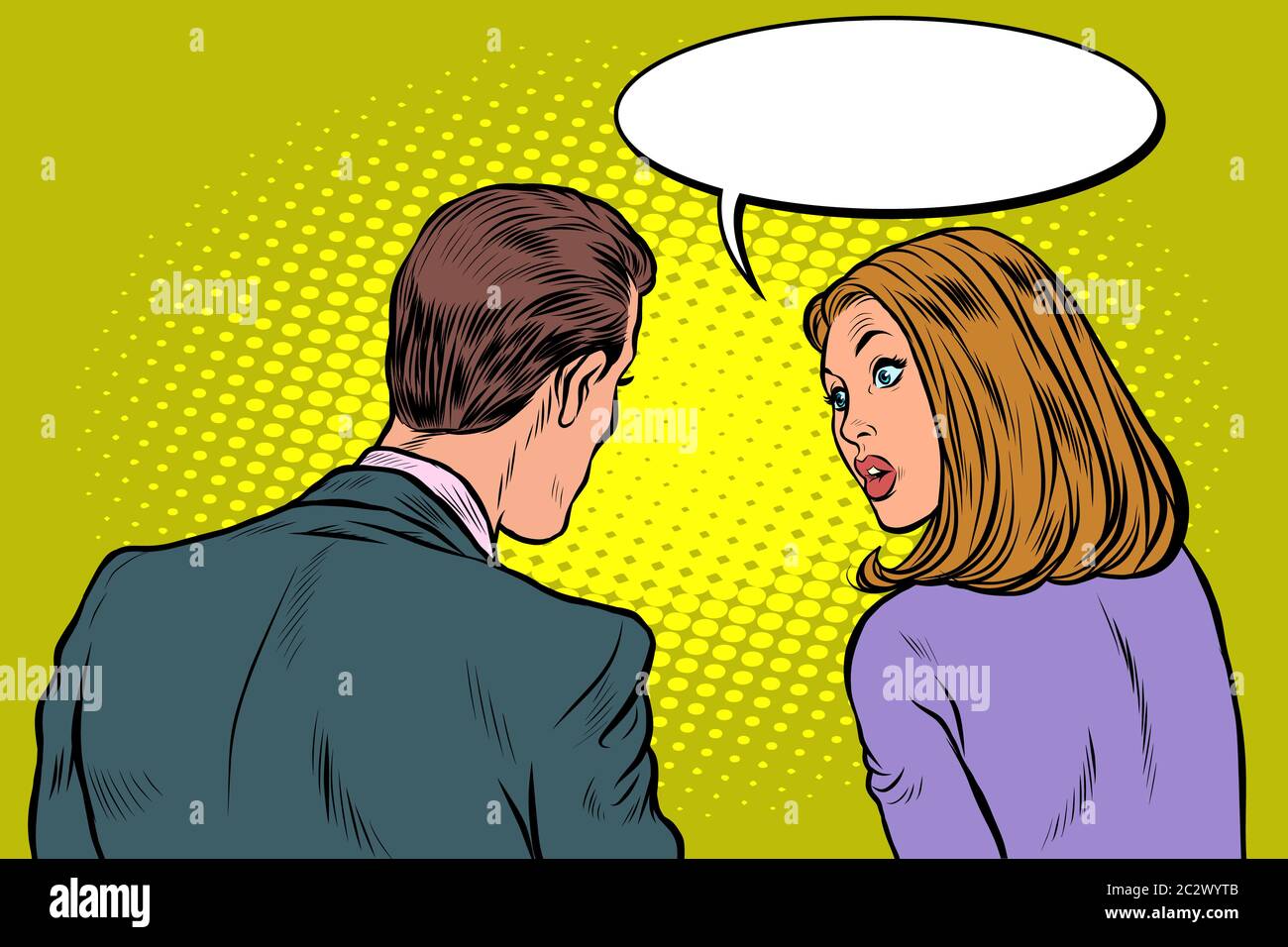 L'homme et de la femme de dialogue. Retro pop art dessin illustration ...