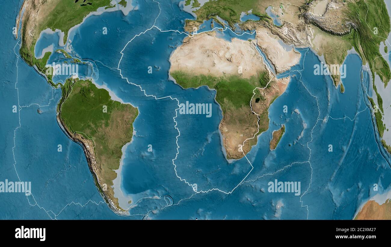 Contour de la plaque tectonique africaine avec les frontières des ...