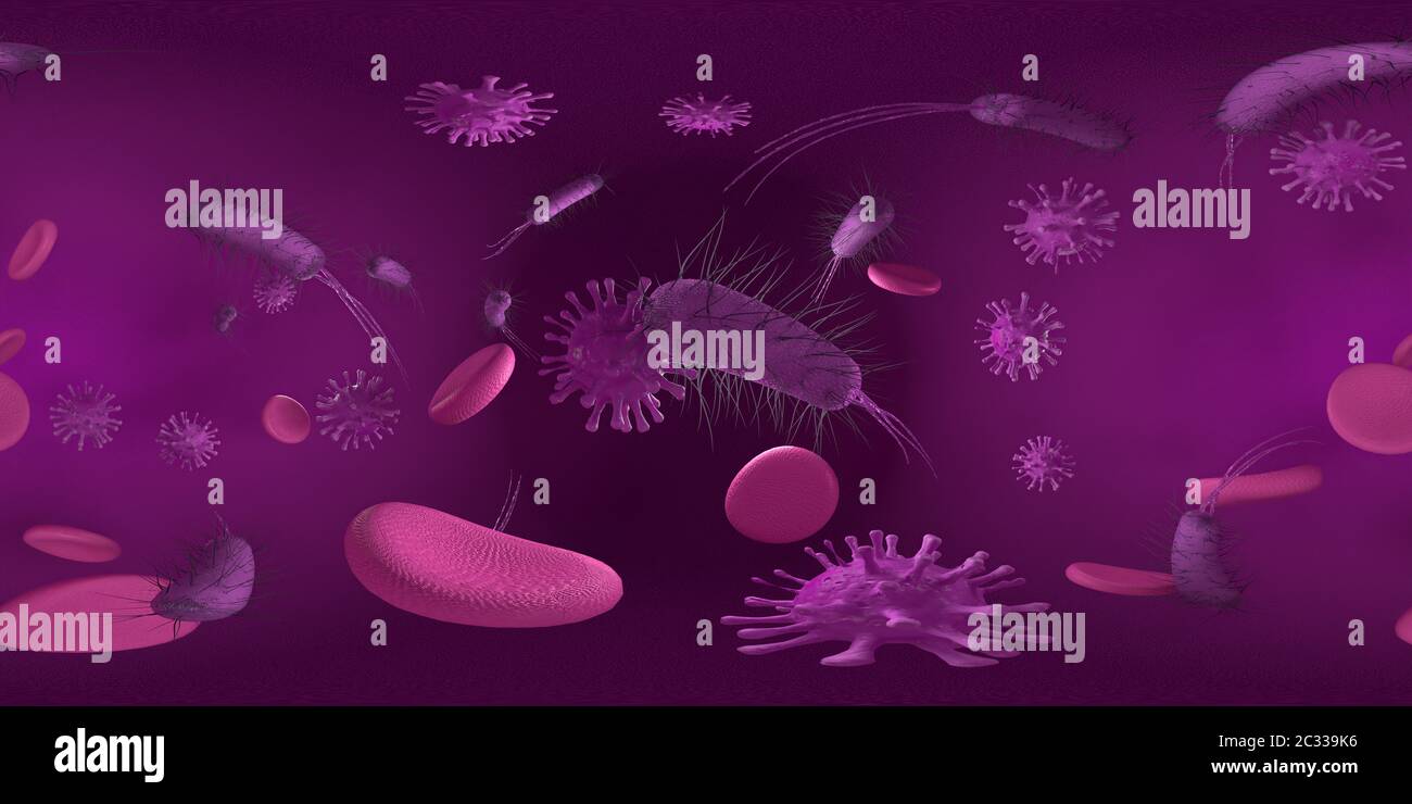 La prolifération des bactéries du virus Microscope est en relief. Image ...