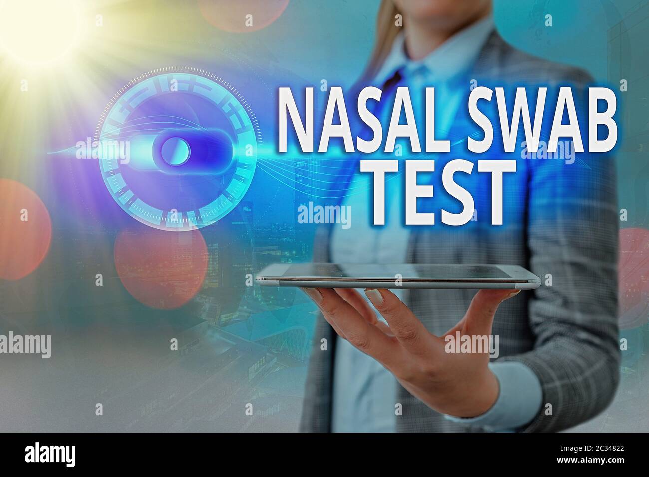 Symbole textuel montrant le test de l'écouvillon nasal. Photo d ...