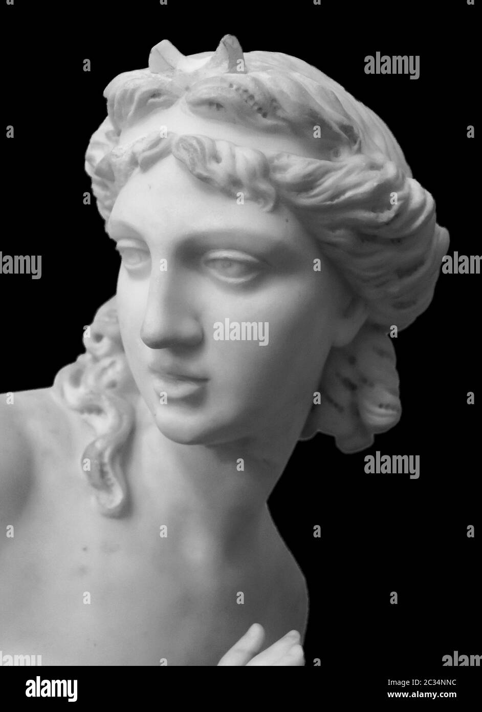 Sculpture de tête en marbre de jeune femme, ancienne statue de buste d ...