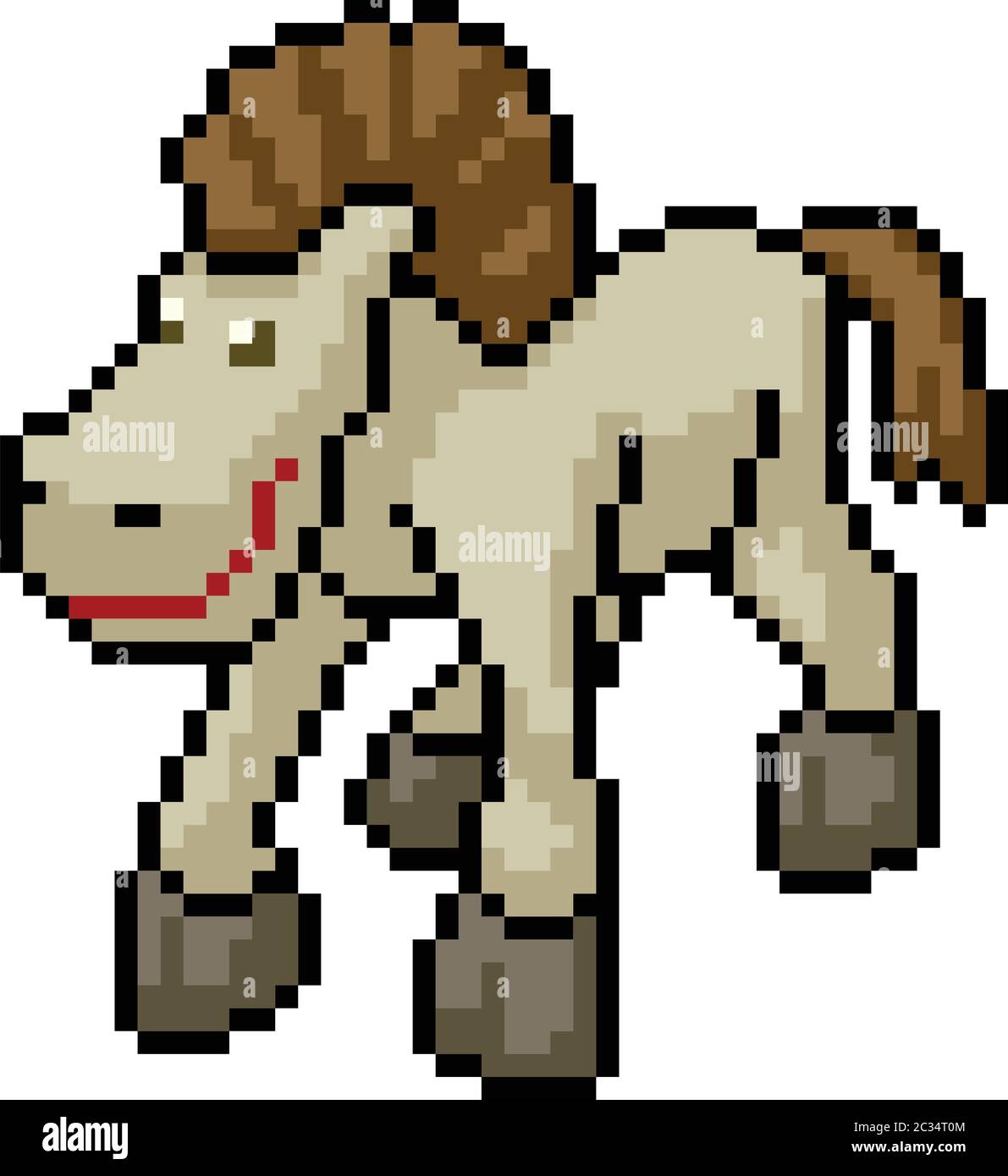 dessin animé isolé de cheval pixel art vectoriel Image Vectorielle ...
