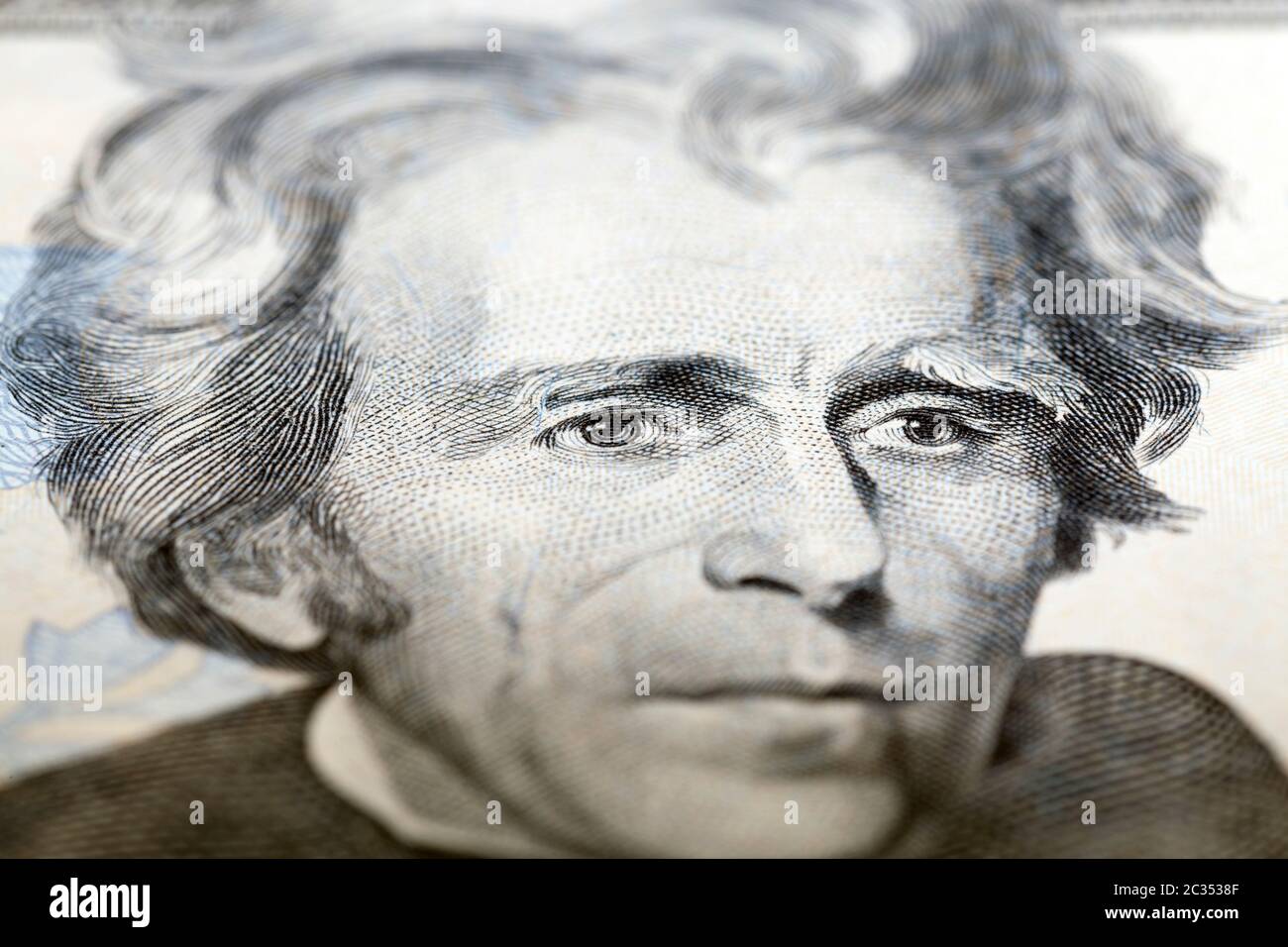 Gros plan d'un détail de dollars américains avec un portrait du ...
