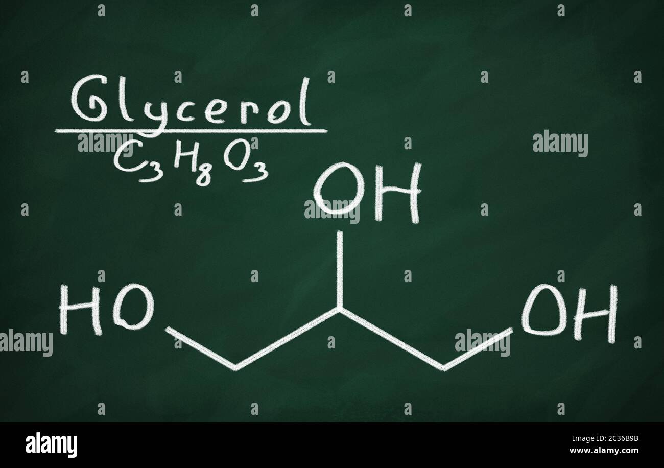 Modèle structurel du glycérol sur le tableau noir Photo Stock - Alamy