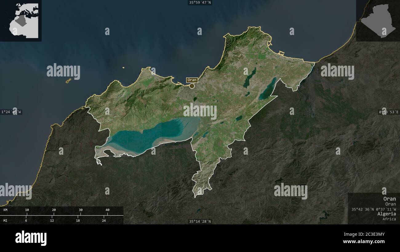 Oran, province d'Algérie. Imagerie satellite. Forme présentée dans sa ...