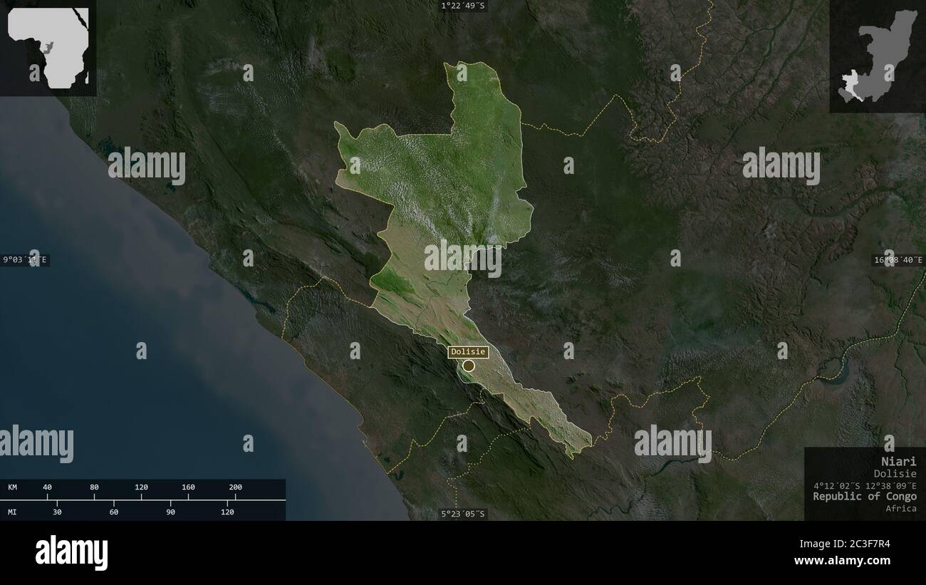Niari, région de la République du Congo. Imagerie satellite. Forme ...