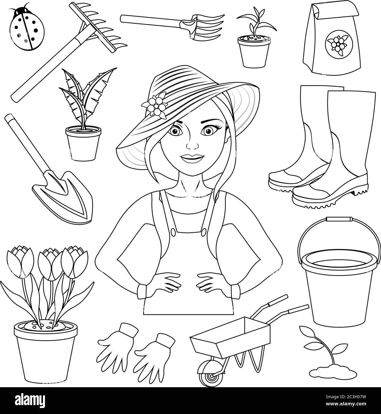 Livre de coloriage pour adultes et enfants sur le thème du jardinage ...