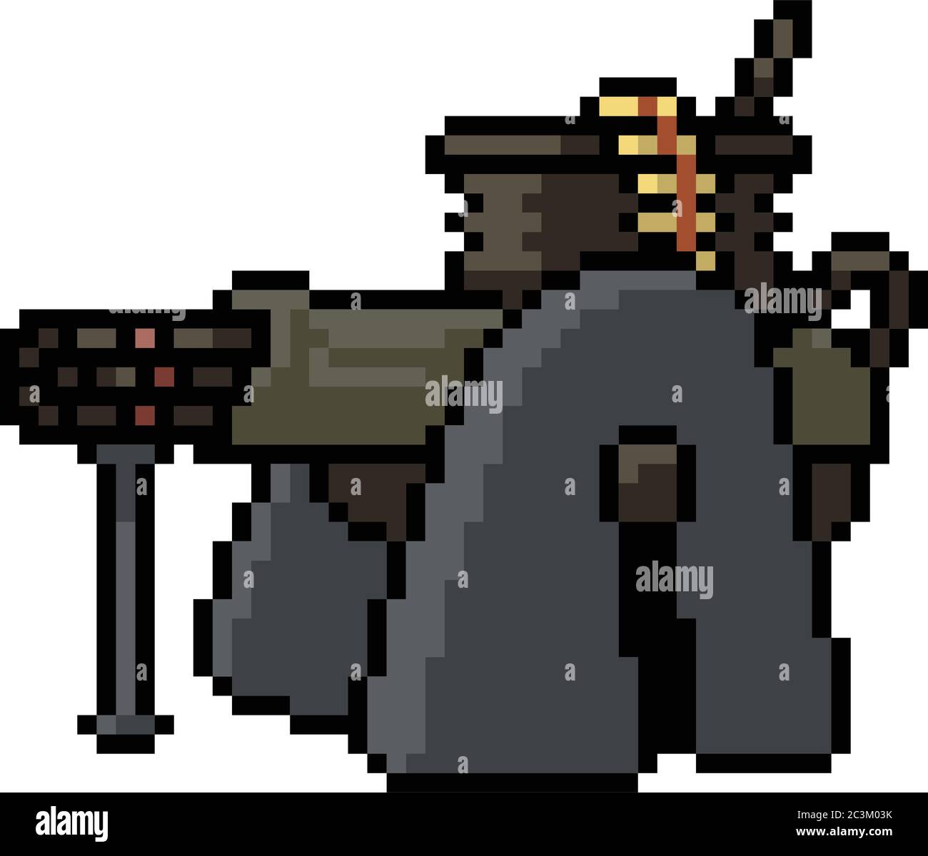 vector pixel art gatling tourelle isolé de dessin animé Image ...