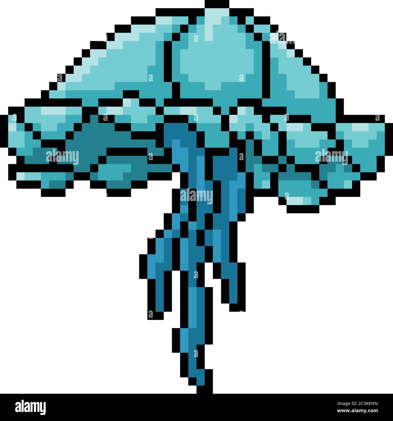 dessin animé isolé de méduse vectoriel pixel art Image Vectorielle ...