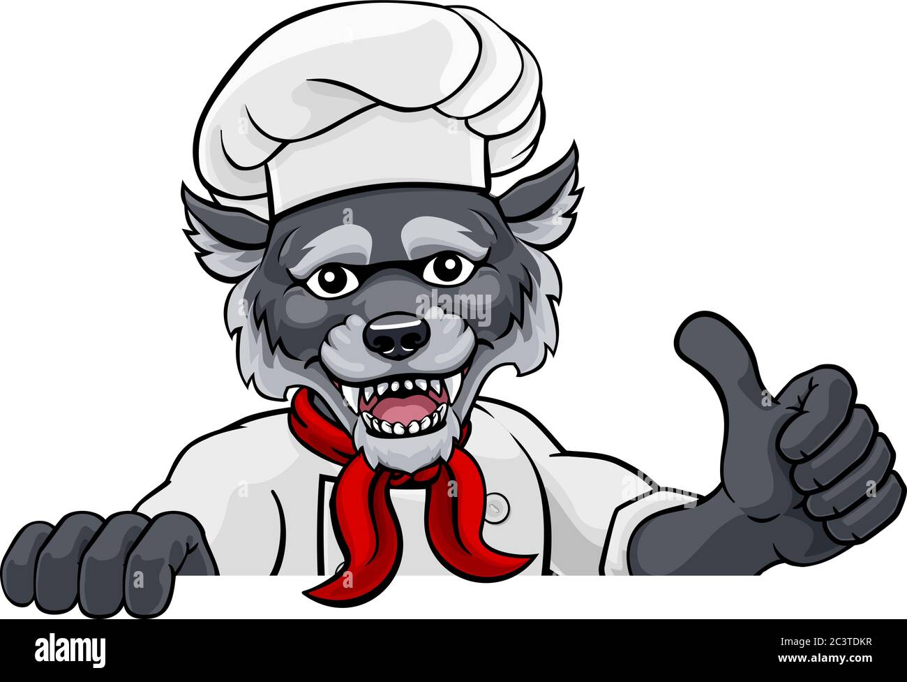 Le Chef Loup Mascot Signe Le Personnage De Dessin Animé Image ...
