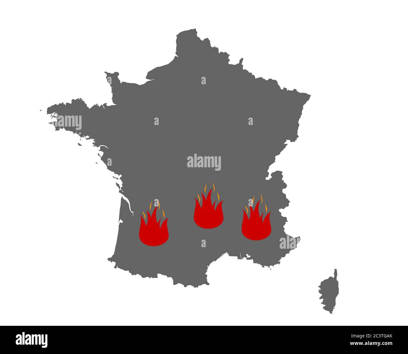 Carte de France et symbole du feu Photo Stock - Alamy