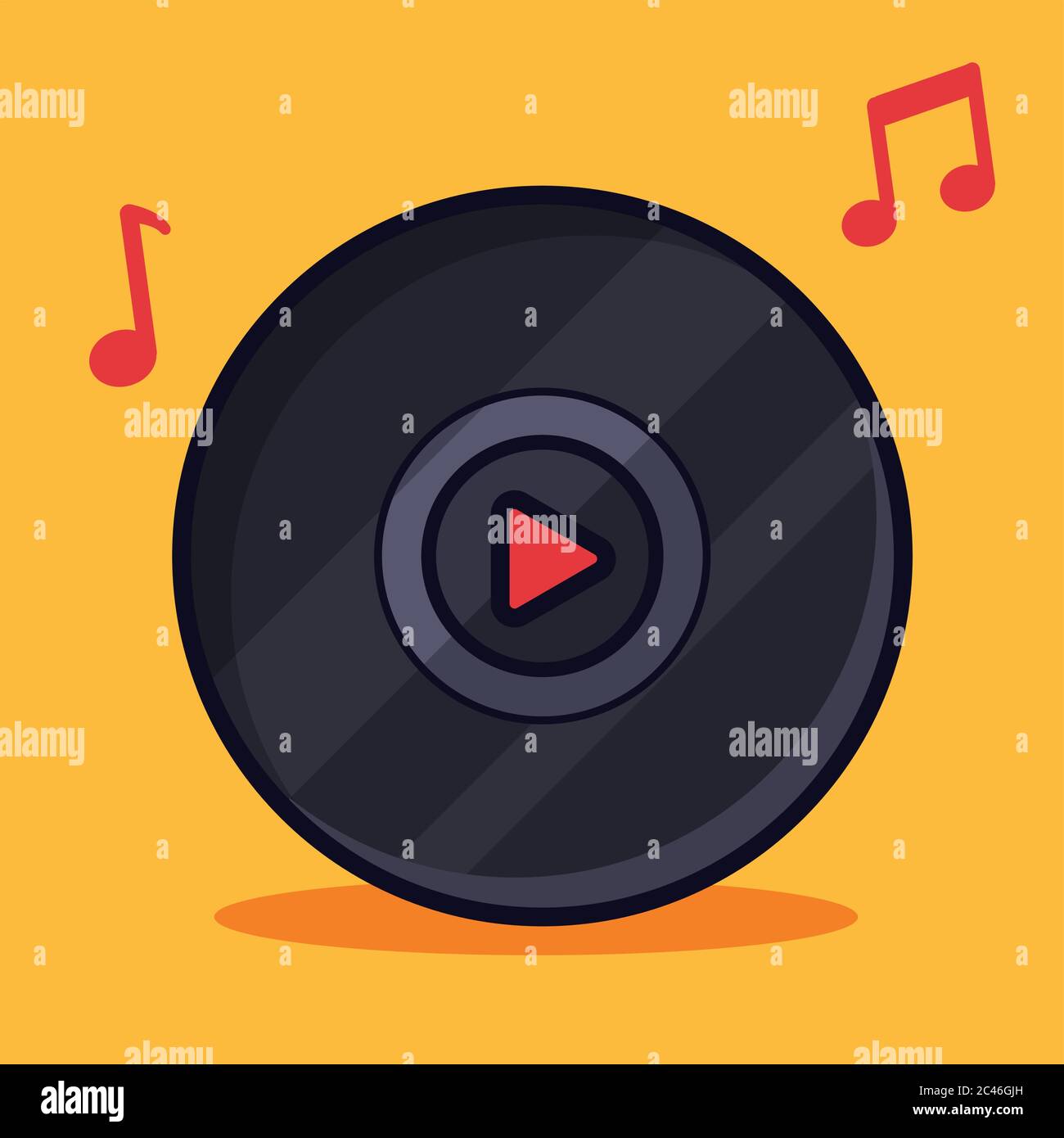 Disque vinyle avec illustration vectorielle de l'icône de lecture ...