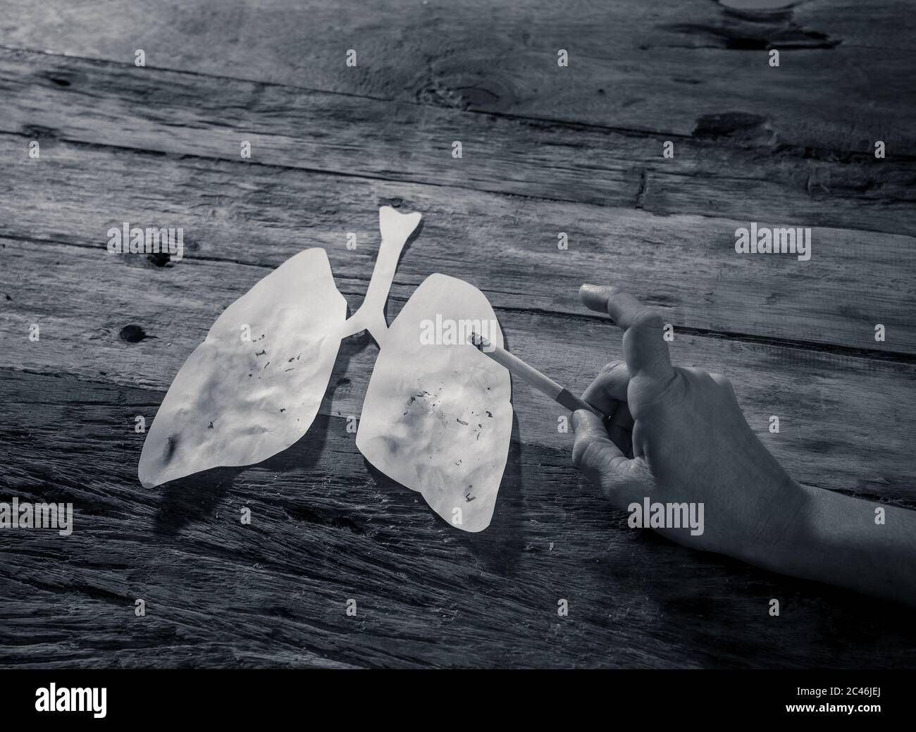 Image de style publicitaire du tabac et du cancer du poumon ...
