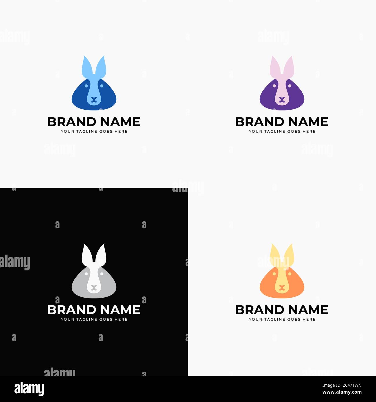 Modèle de conception de logo de lapin créatif, simple et minimaliste ...