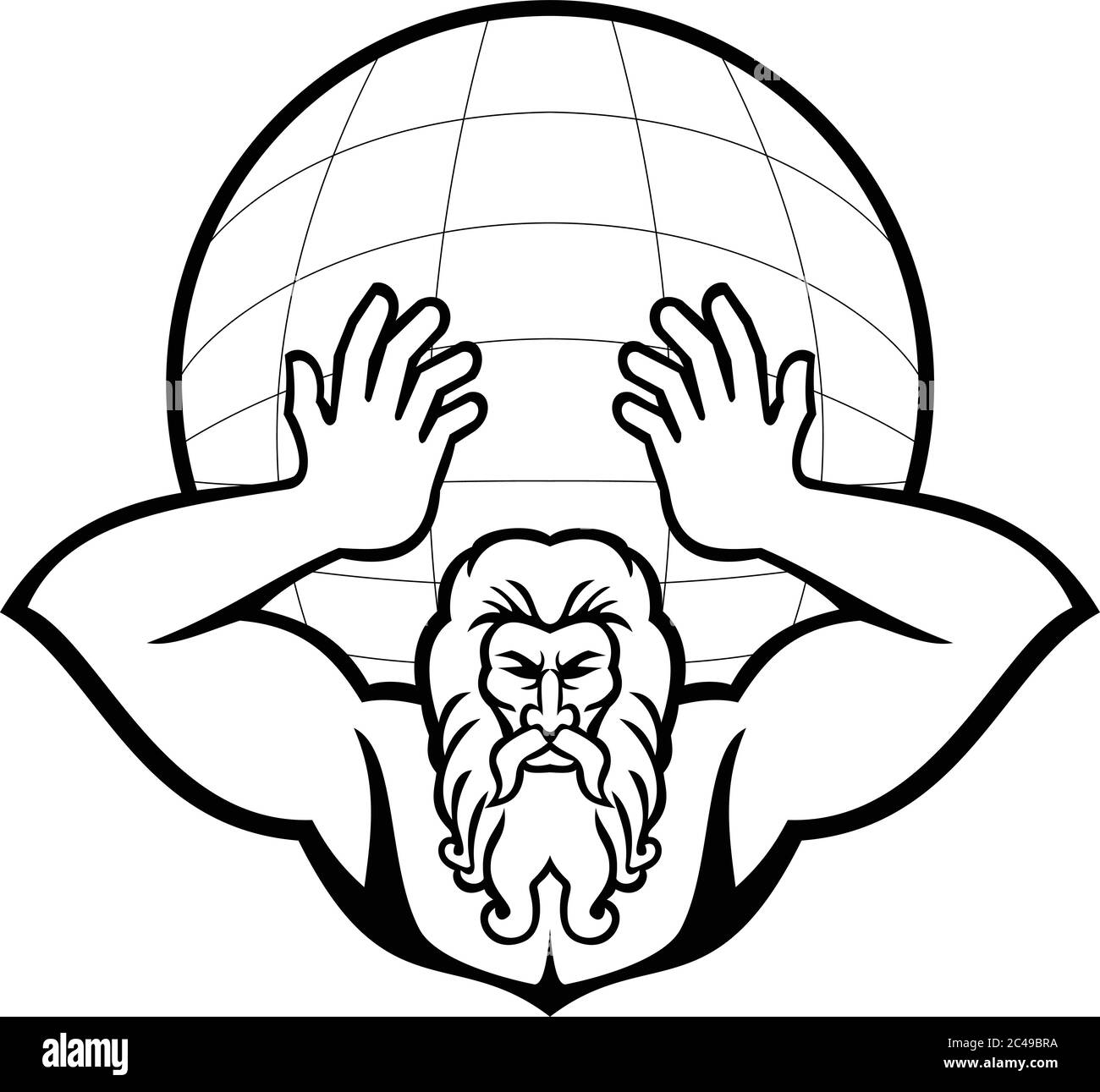Illustration noire et blanche de la tête de l'Atlas, un Titan dans la ...