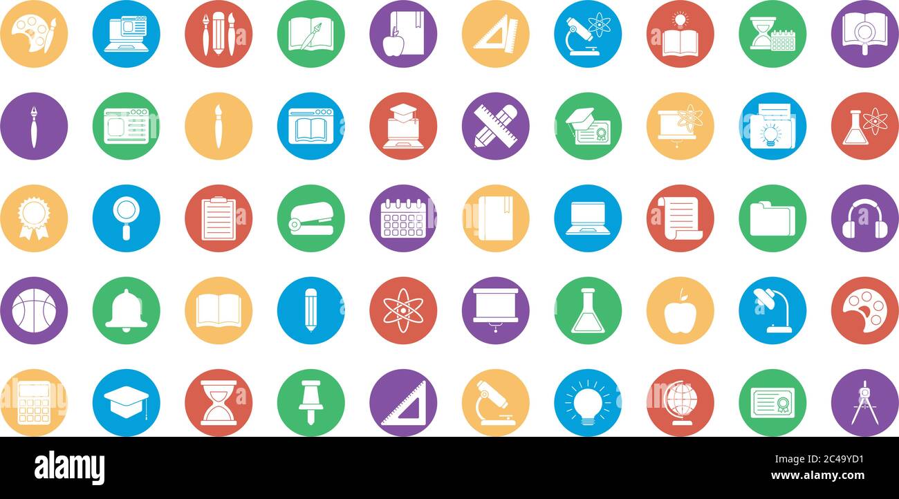 Style bloc Icon Set design, EDUAction école enseignement université ...