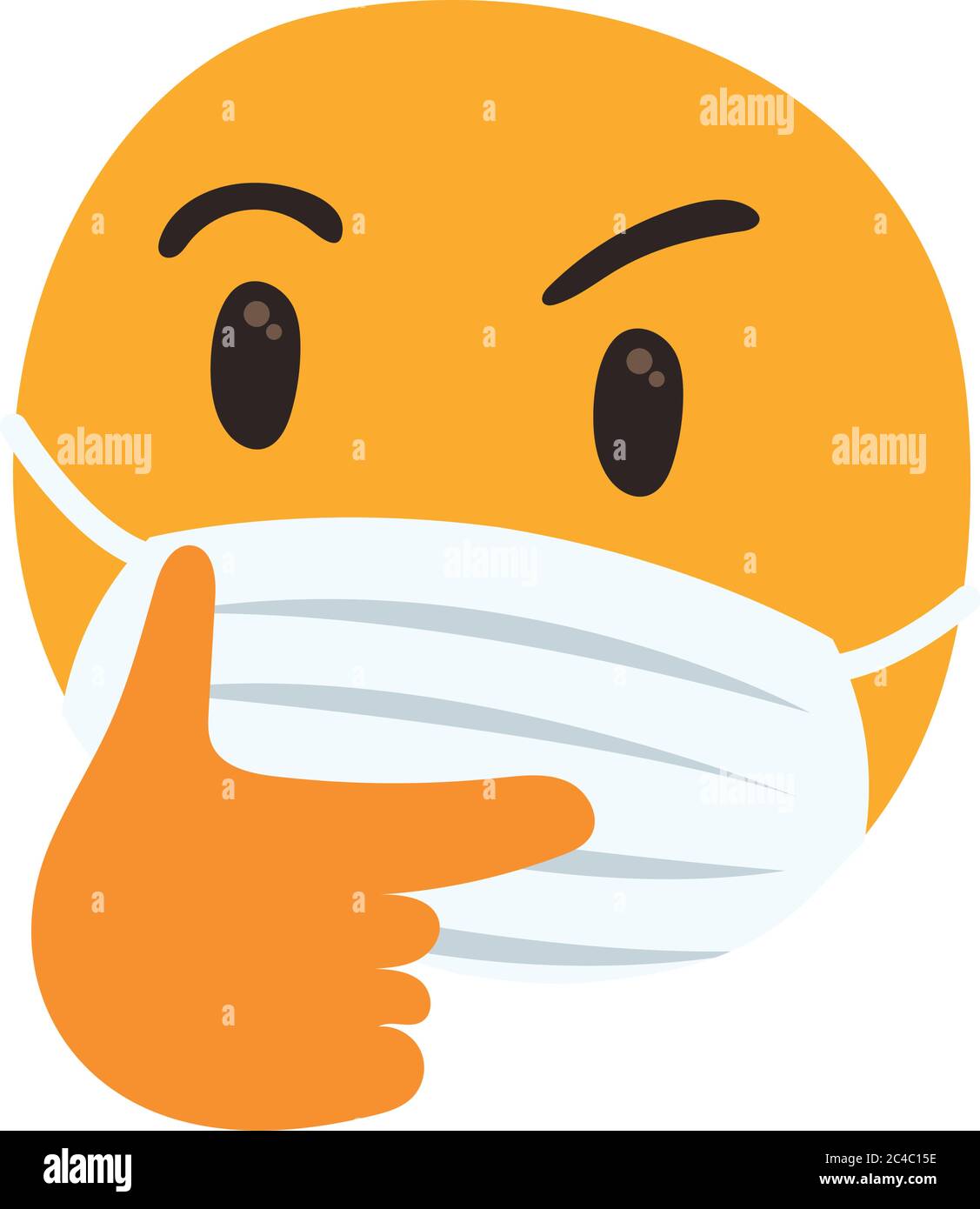 Emoji réfléchis porter masque médical main dessiner style dessin ...