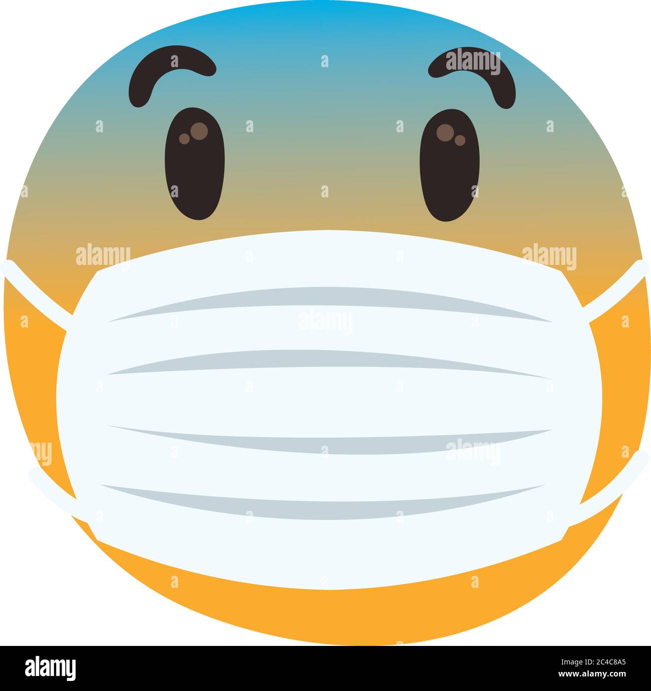 emoji inquiet port médical masque main dessiner style dessin vectoriel ...