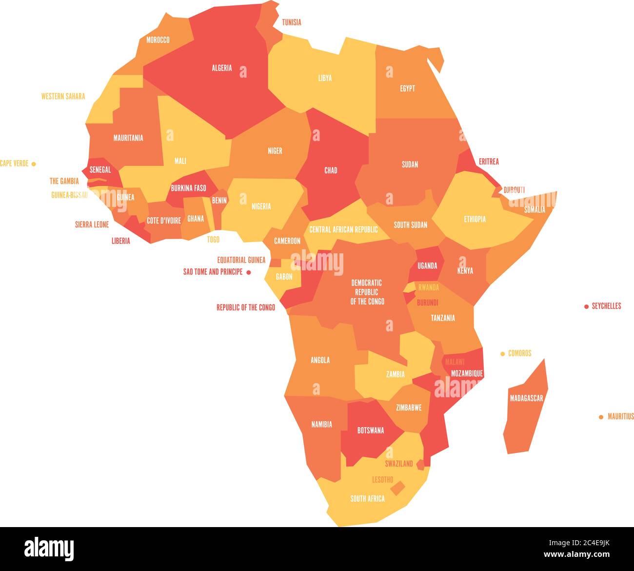 Carte politique infographique vectorielle très simplifiée de l'Afrique ...