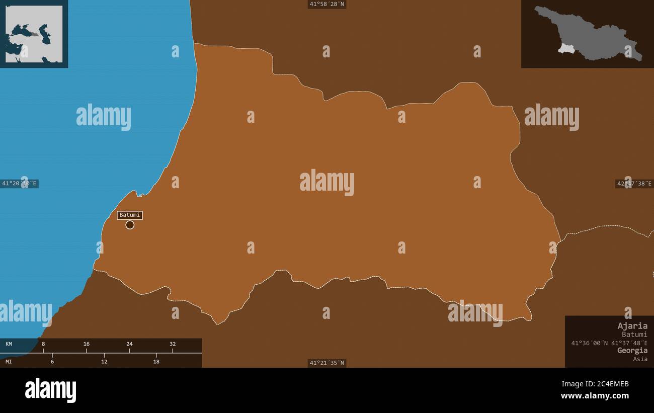 Ajaria, République autonome de Géorgie. Solides à motifs avec lacs et ...