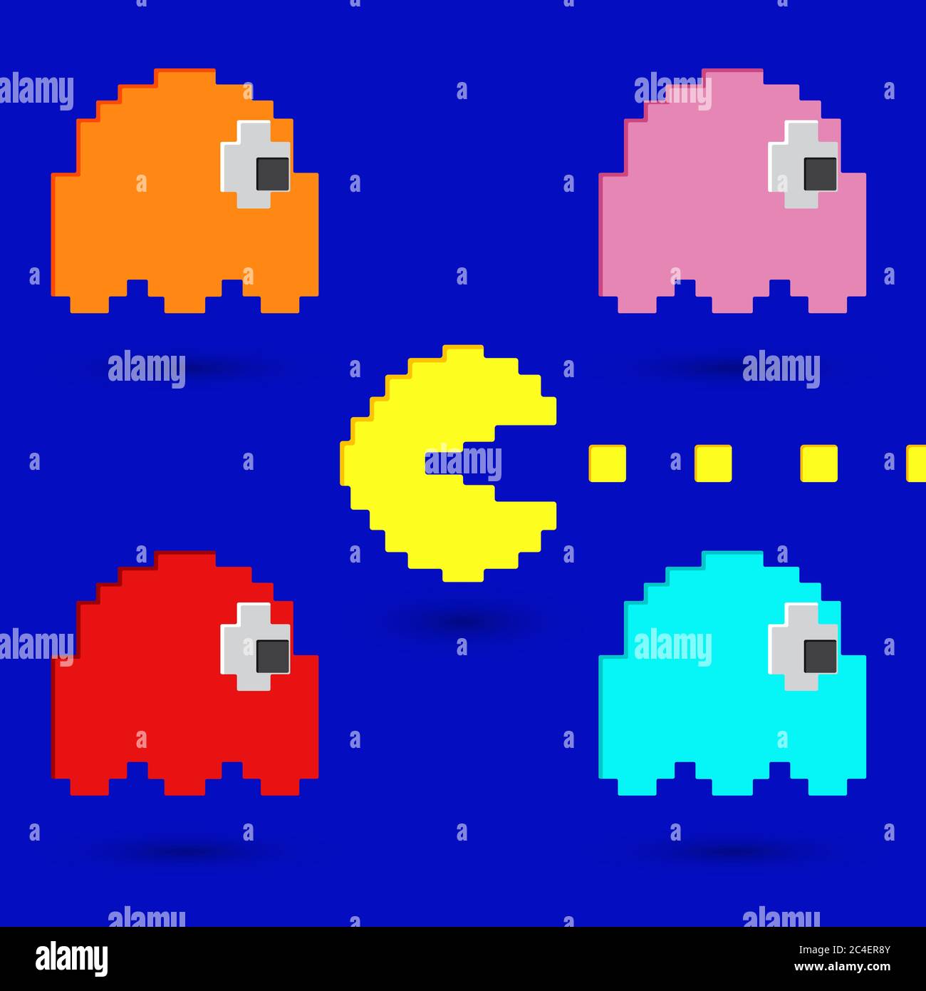 Icône d'ancien jeu vidéo. PAC man motif fantôme. Illustration ...