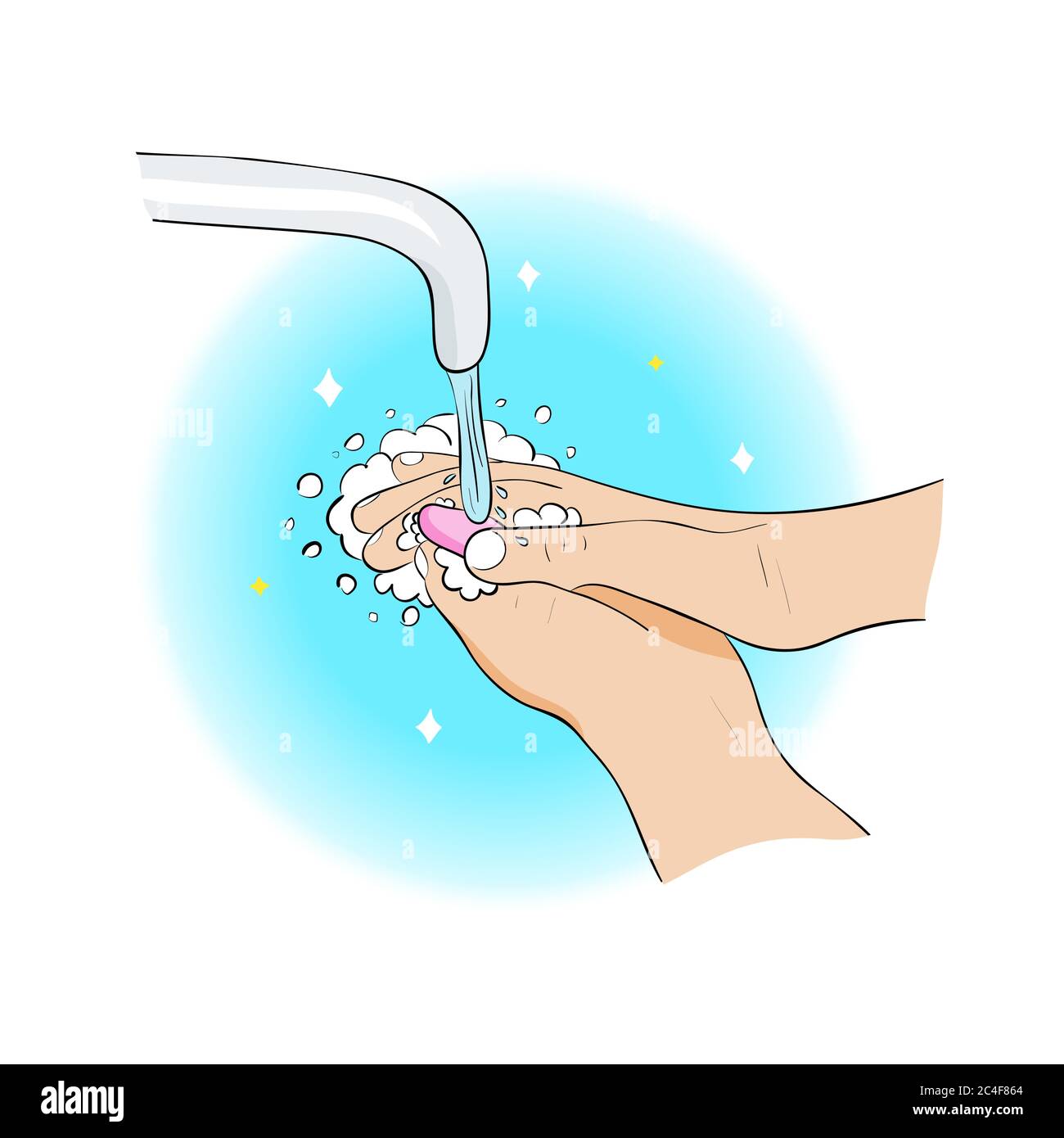 Se laver les mains. Propreté. Illustration vectorielle de dessin animé ...