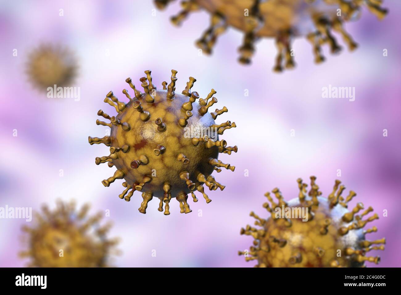 Illustration d'ordinateur d'un virus varicelle-zona particule, la cause ...