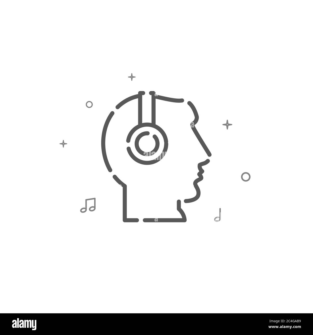 Casque d'écoute icône de ligne simple. Écoutez le symbole de musique ...