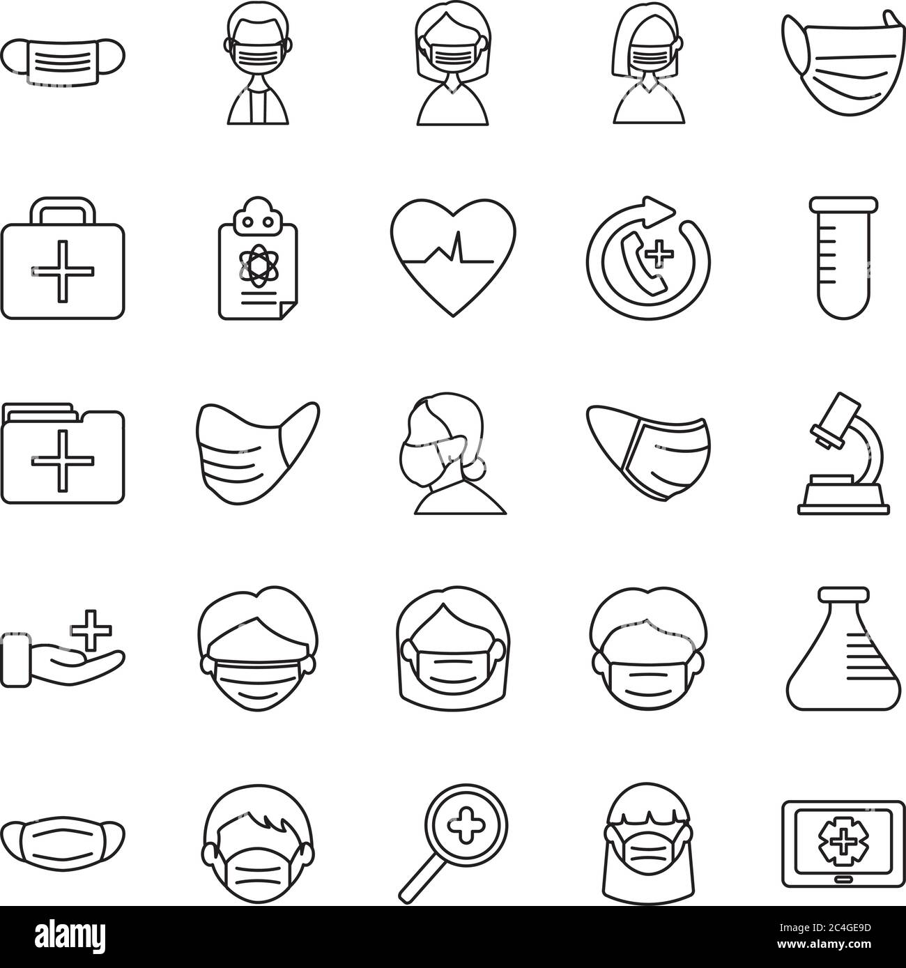 flacon chimique et icône de soins médicaux sur fond blanc, style de ...