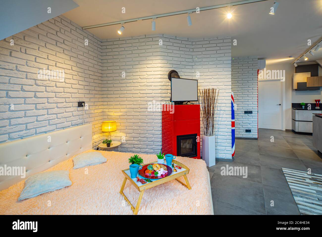 Cheminée en brique appartement Banque de photographies et d’images à ...