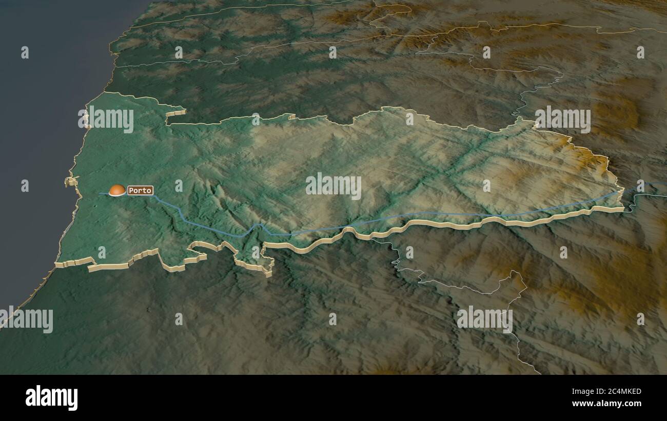 Portugal district porto relief map Banque de photographies et d’images ...