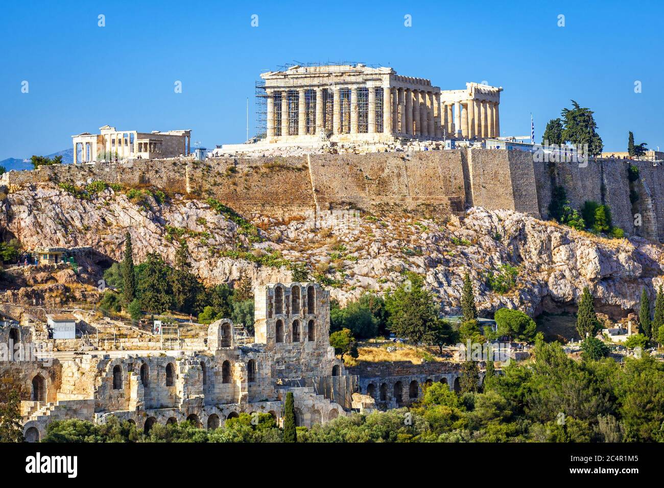 Colline de l'Acropole avec temple Parthénon, Athènes, Grèce. L'Acropole ...