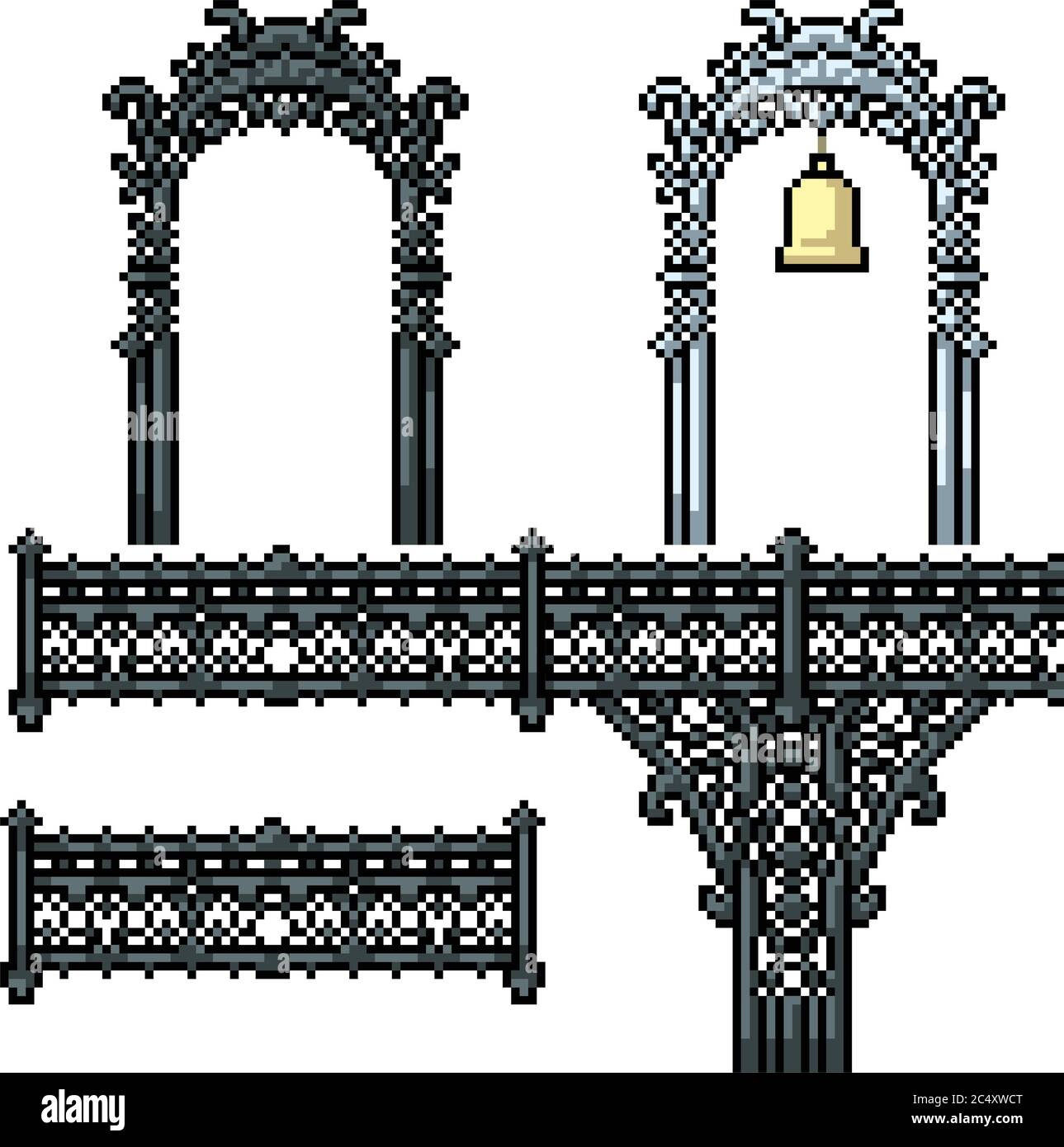 barrière de barrière de pont de luxe isolée pixel art Image Vectorielle ...