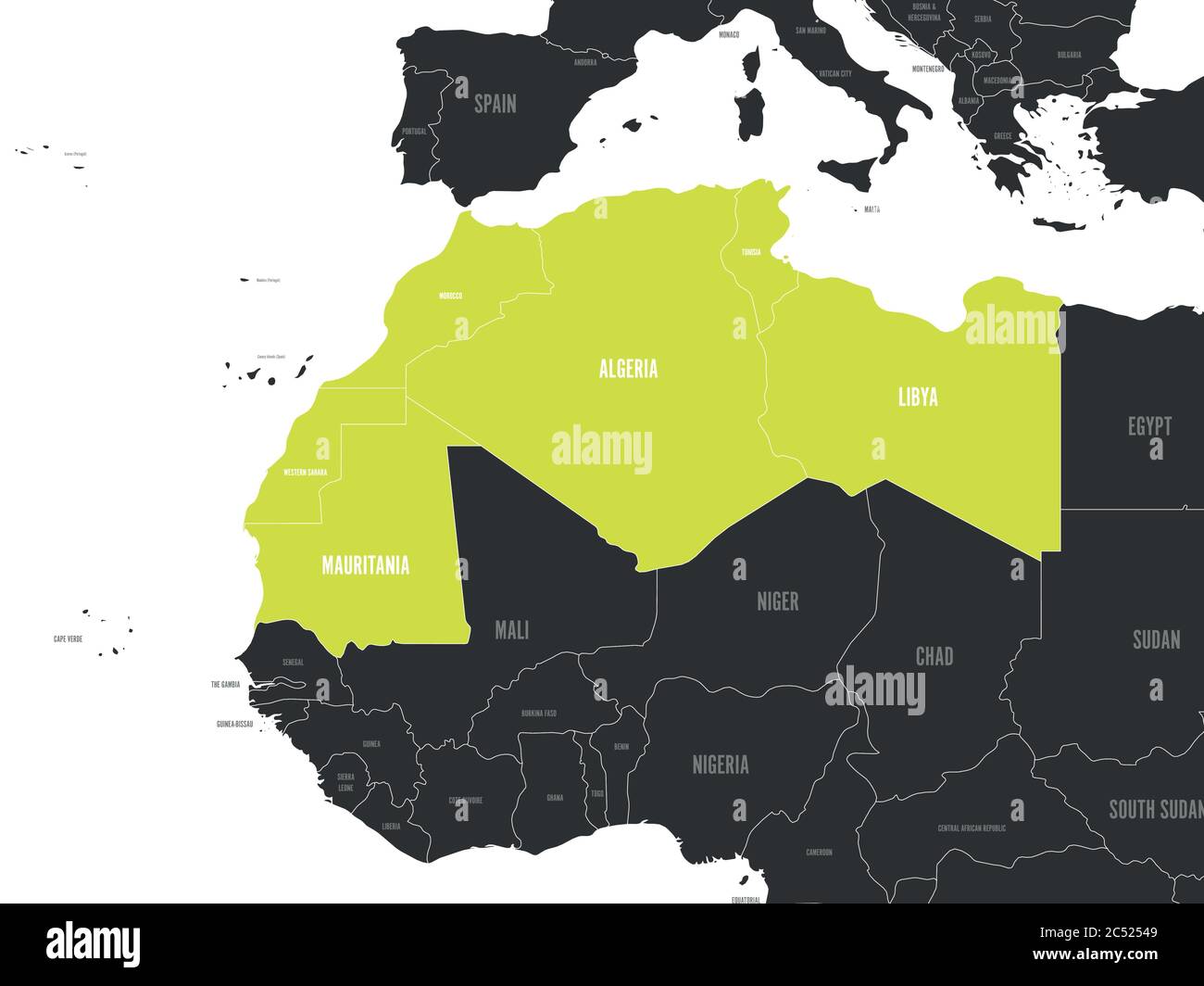 Carte des pays du Maghreb - Etats de l'Afrique du Nord-Ouest ...