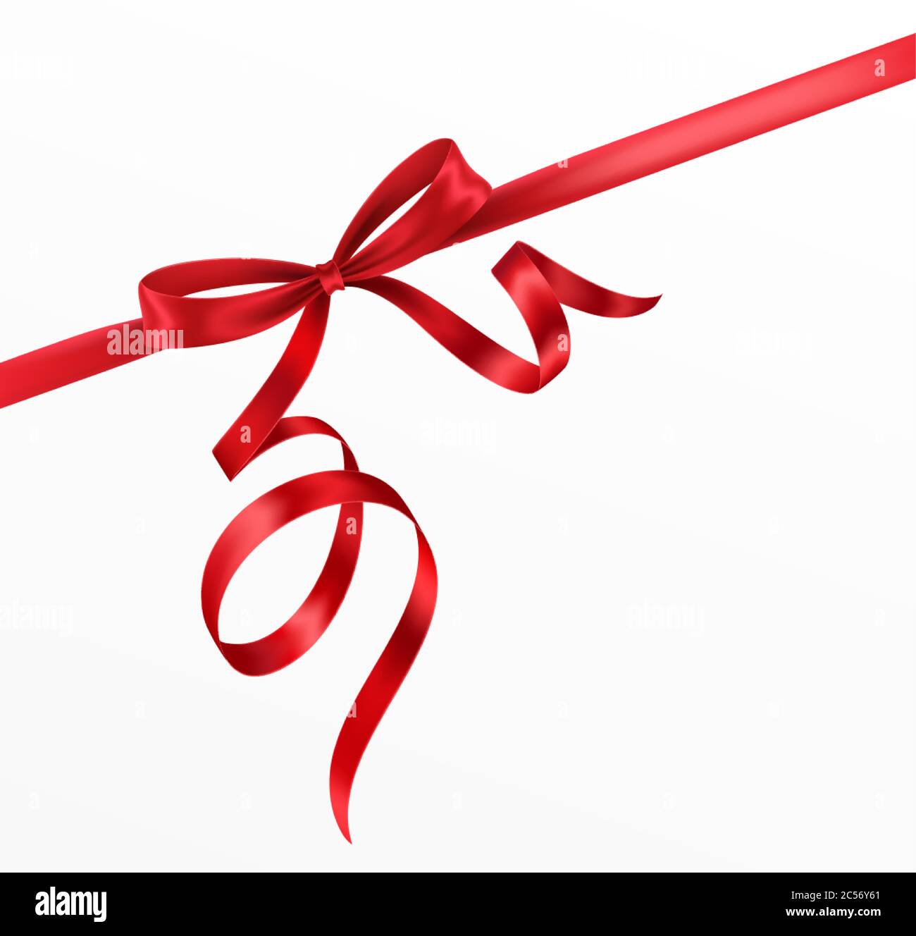 Noeud rouge et ruban sur fond blanc. Noeud rouge réaliste pour la ...