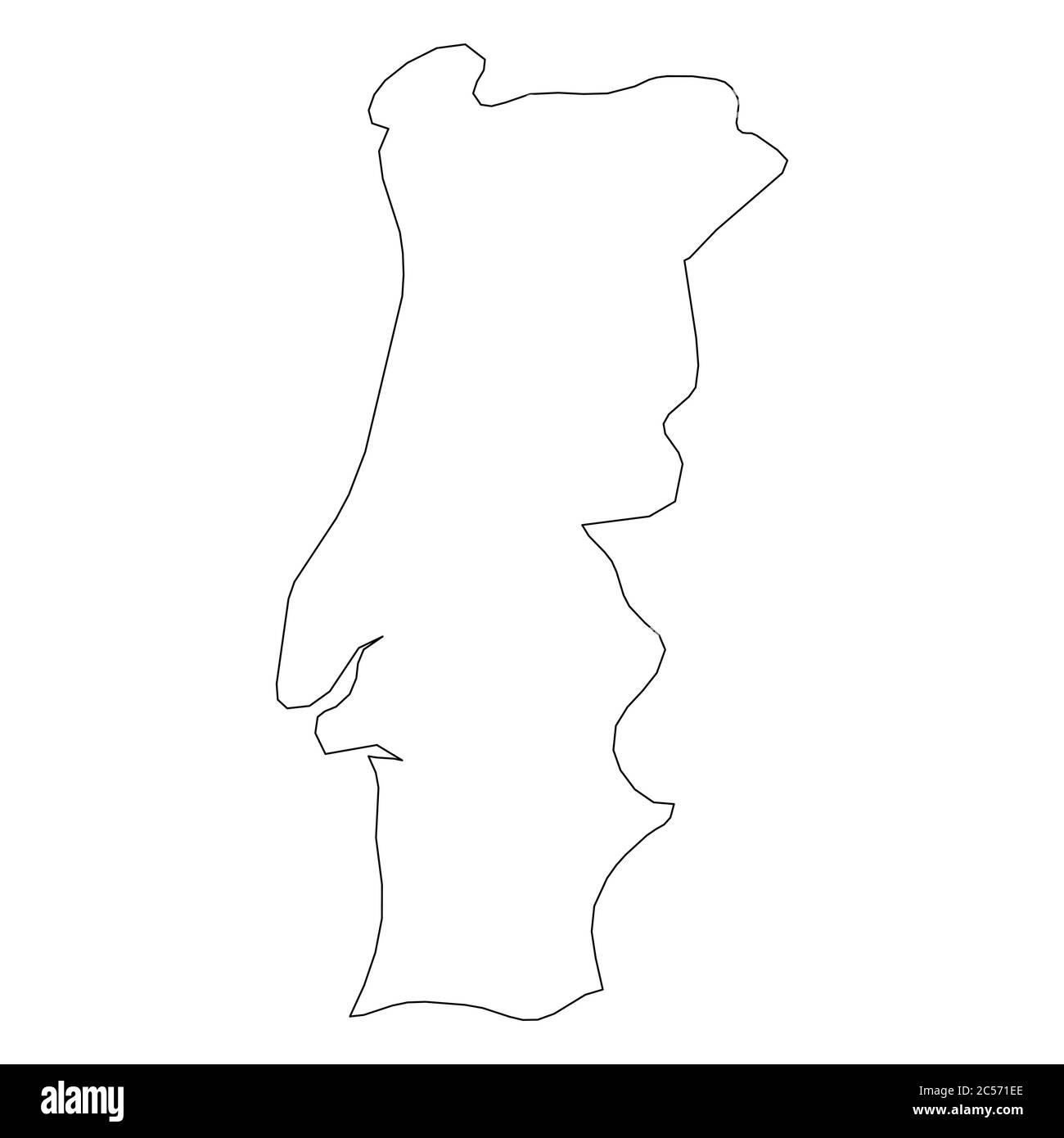 Portugal - carte de la frontière avec un contour noir Uni de la zone du ...