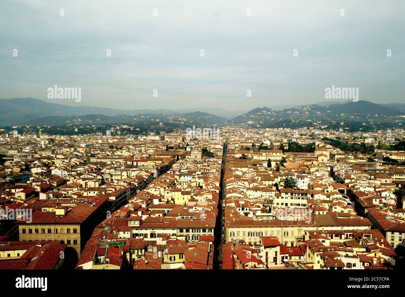 Florence, Italie. Vue aérienne du paysage de la ville depuis le clocher ...