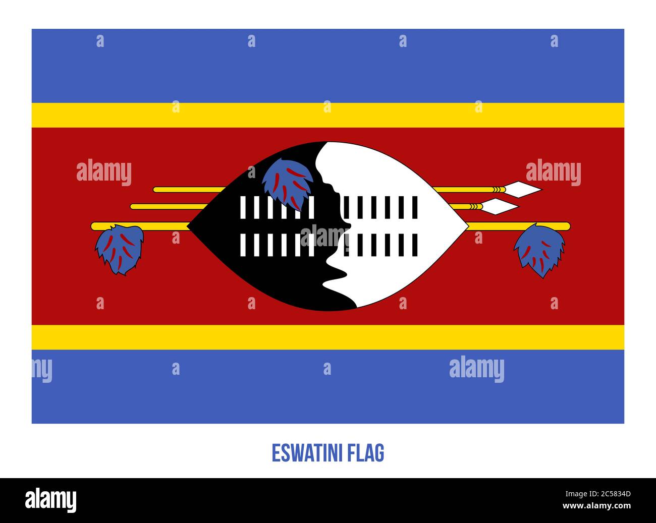 Illustration Vectorielle Drapeau Eswatini Sur Fond Blanc. Drapeau ...
