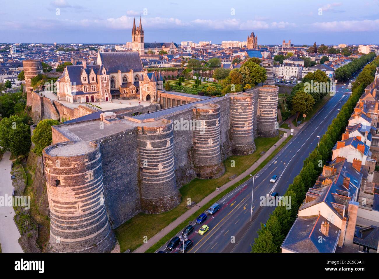 France, Maine et Loire, Angers, le Château d'Angers (vue aérienne ...