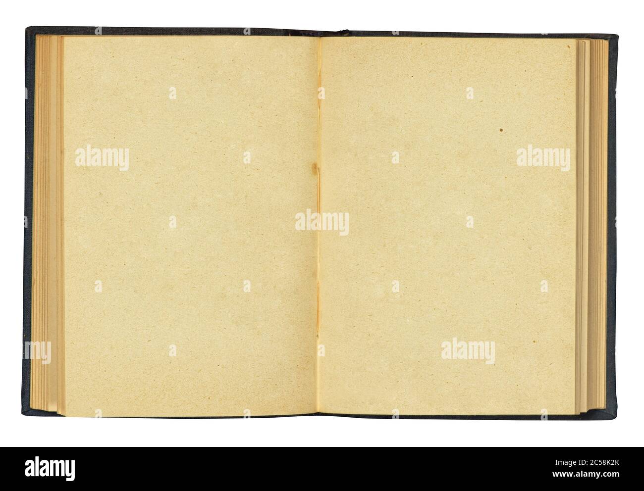 Livre ouvert avec des pages vierges utilisées isolées sur fond blanc ...