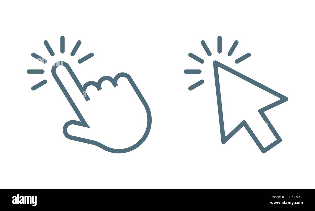 Pointeur curseur icône de la souris. Cliquez sur le curseur, pointez la main sur les icônes ...