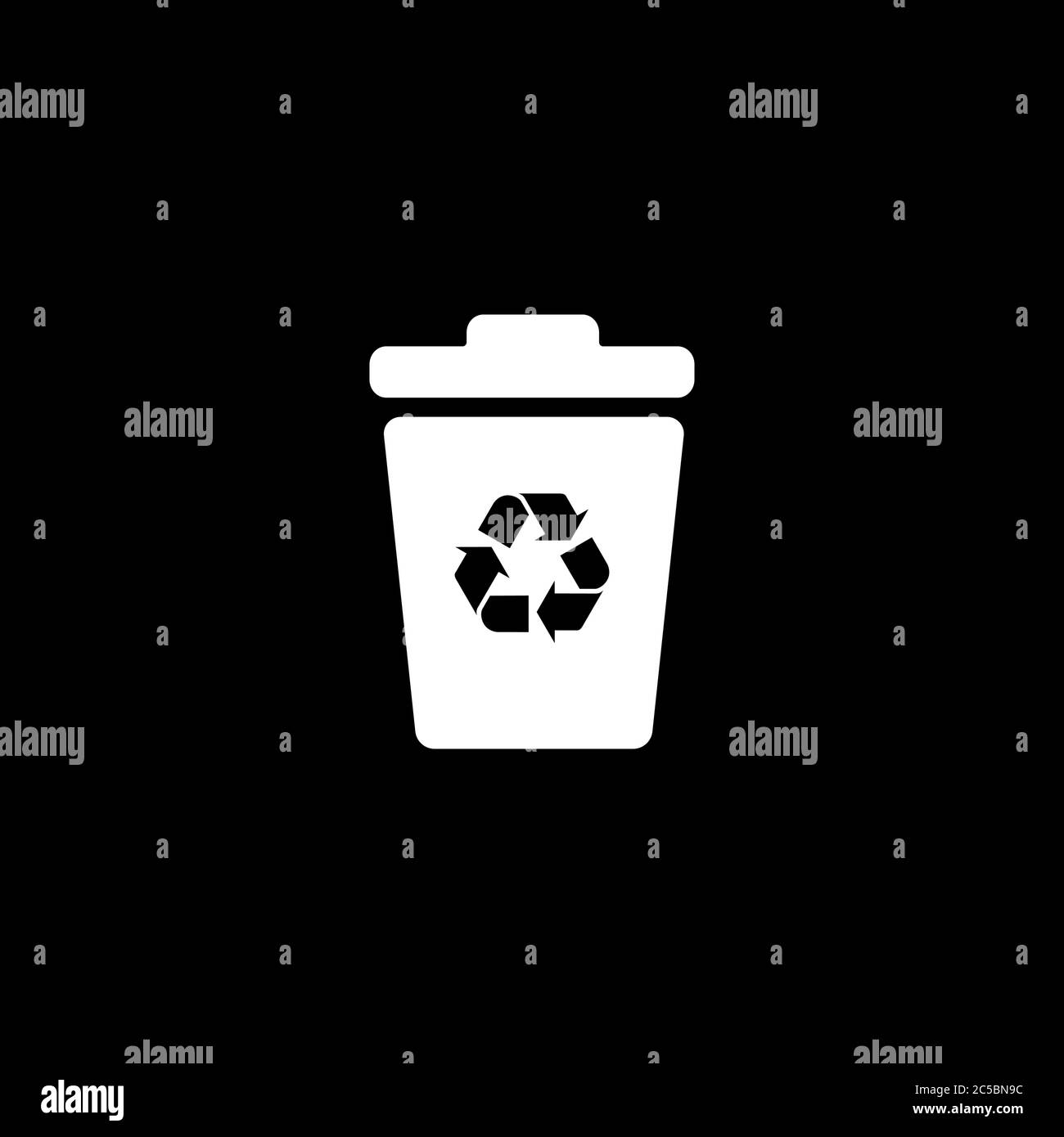 L'icône de corbeille sur fond noir. Style plat noir Vector Illustration ...