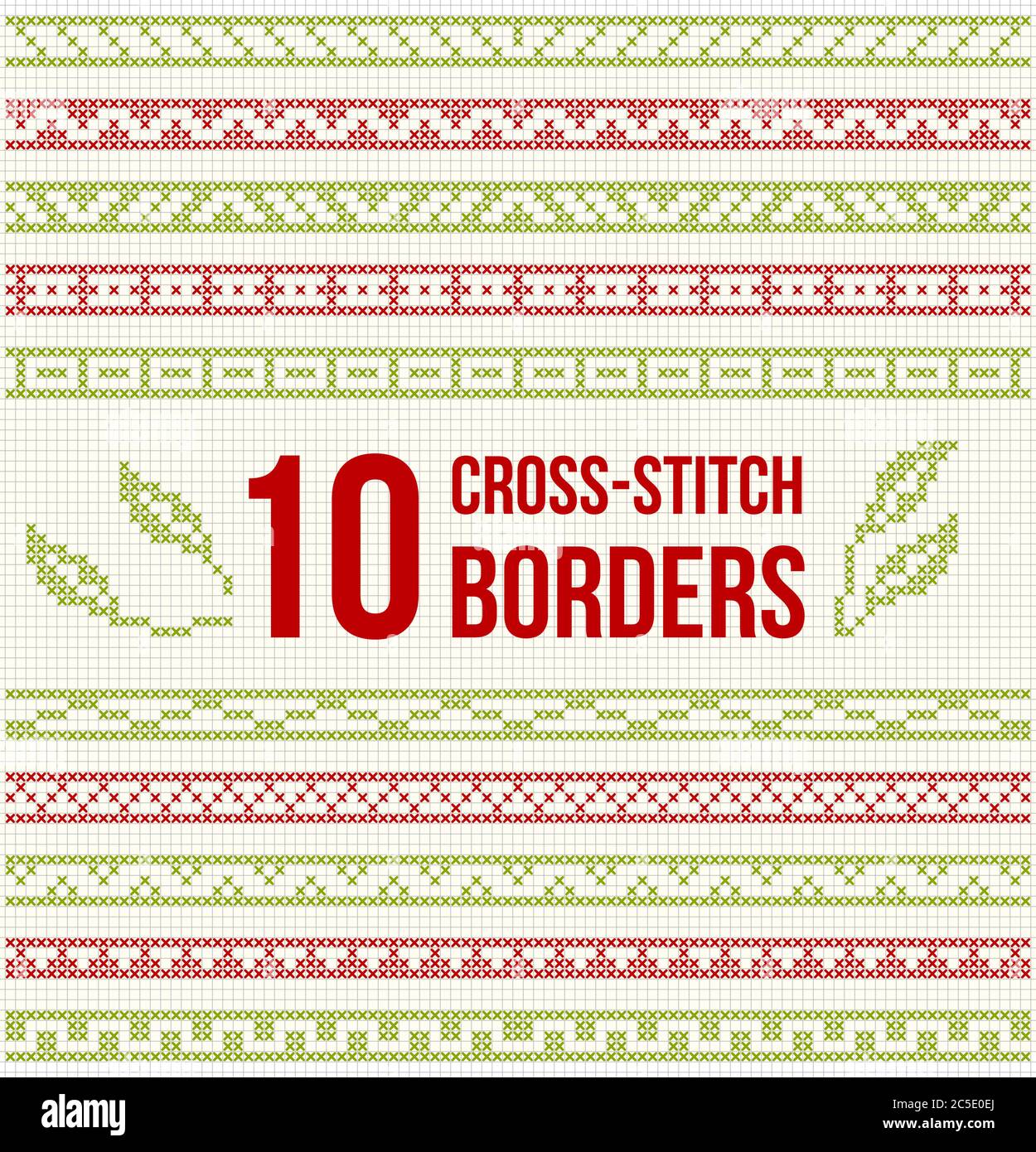 Ensemble de motifs de point de croix pour les bordures fines. Cadres ...