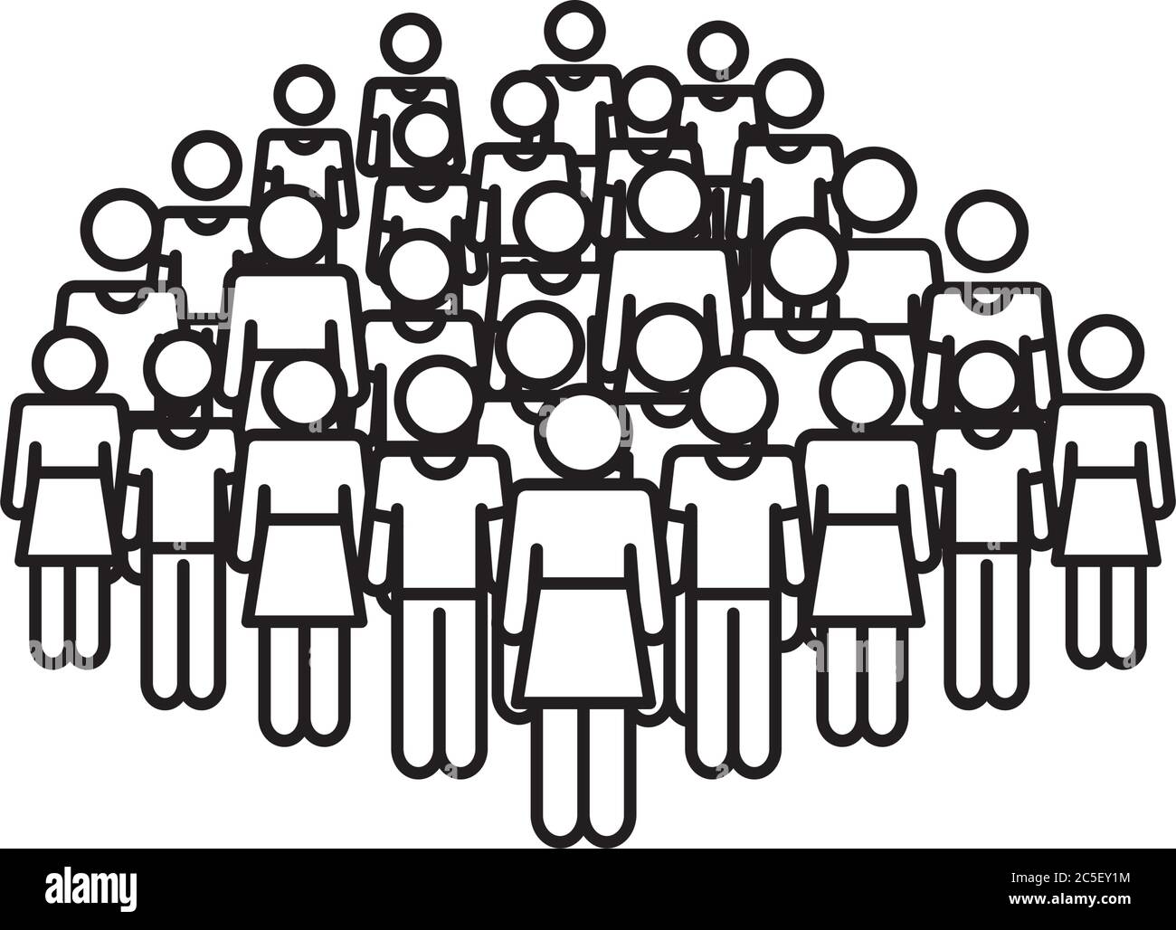 pictogramme personnes icône de foule sur fond blanc, style de ligne ...