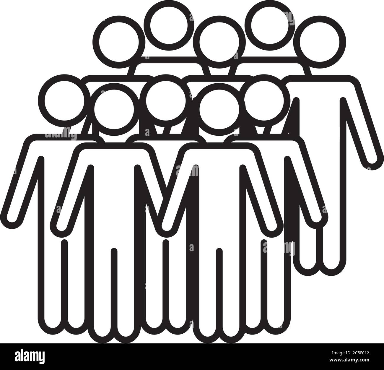 pictogramme homme icône de foule sur fond blanc, style de ligne ...